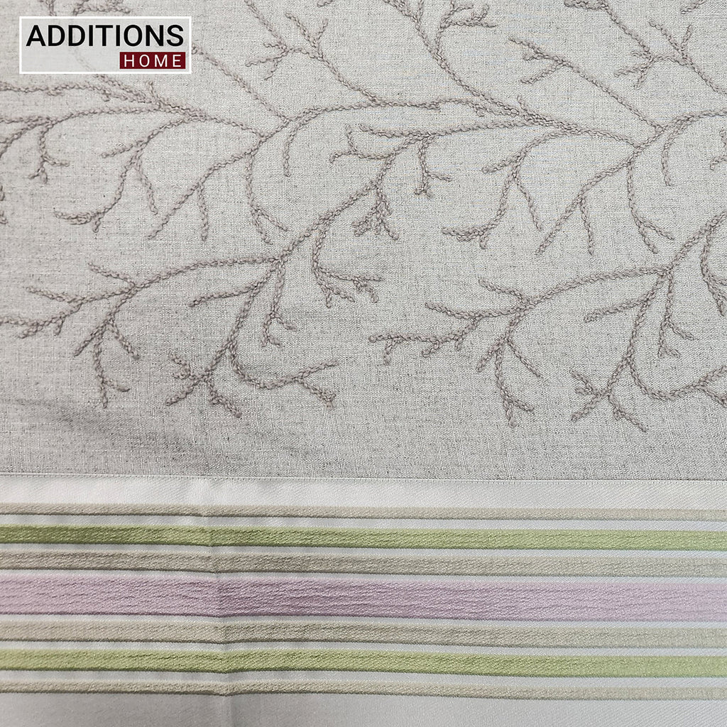 Intricately Embroidered Linen Fabric Bedcover, Dressed With Satin Bord ...